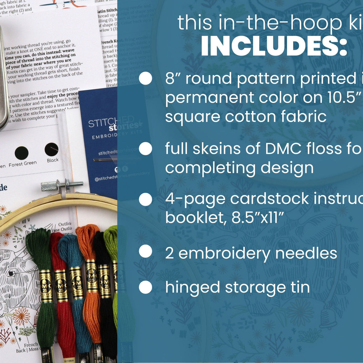 Farm Cow Embroidery Kit by Stitched Stories, 8 in, Cotton