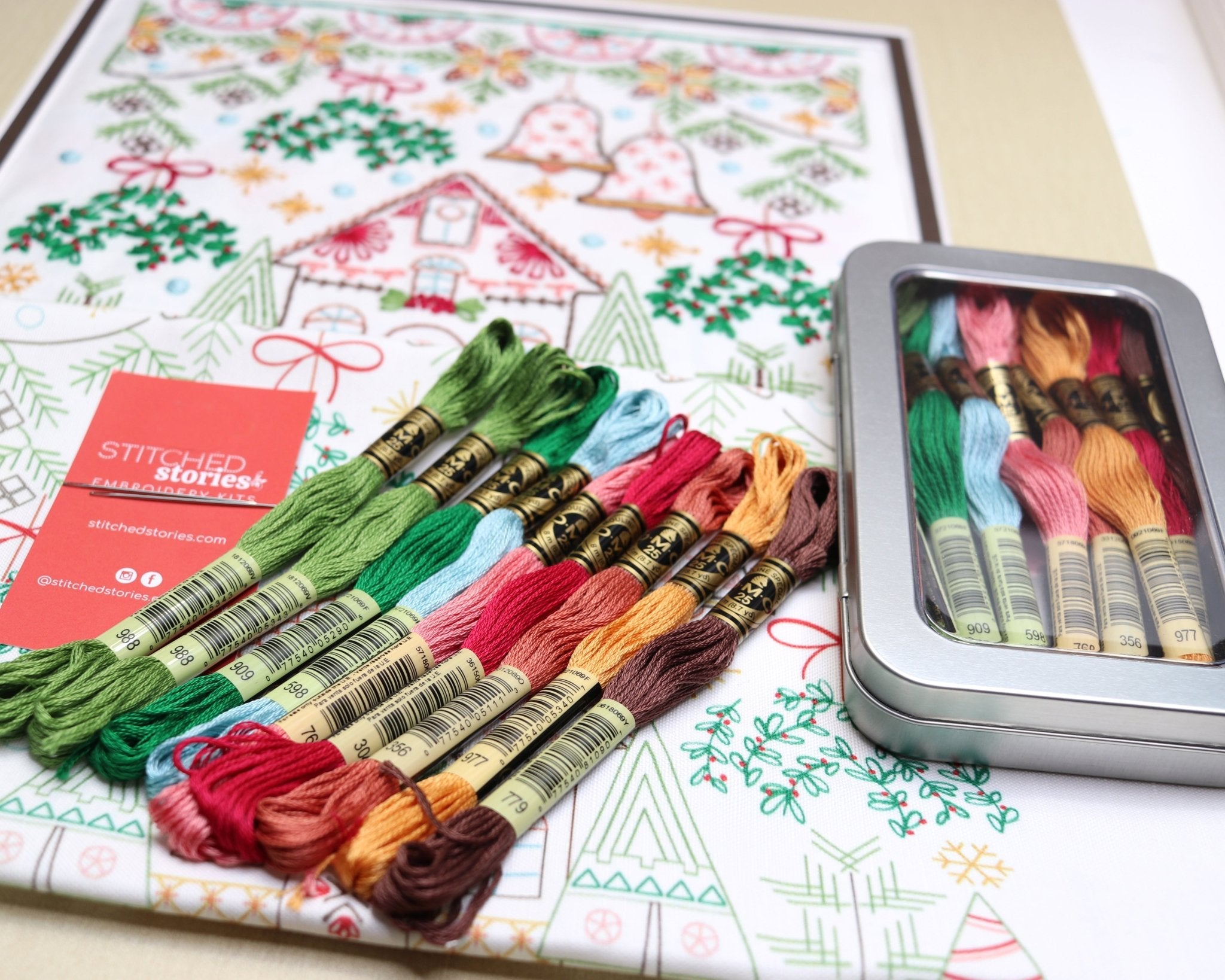 Christmas Pines Traditional Sampler Embroidery Kit by Stitched Stories ...