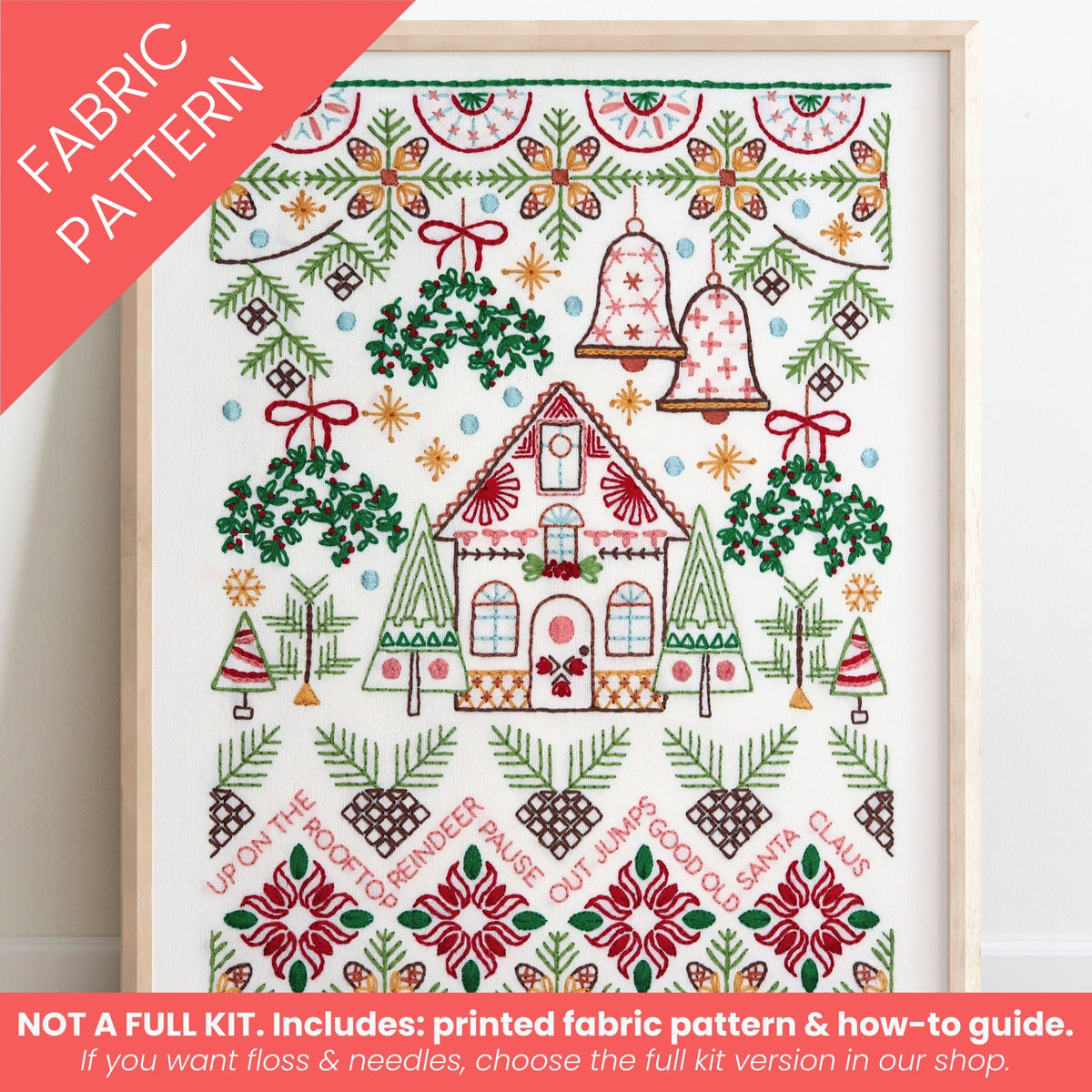Christmas Pines Traditional Sampler Embroidery Pattern Pre Printed ...