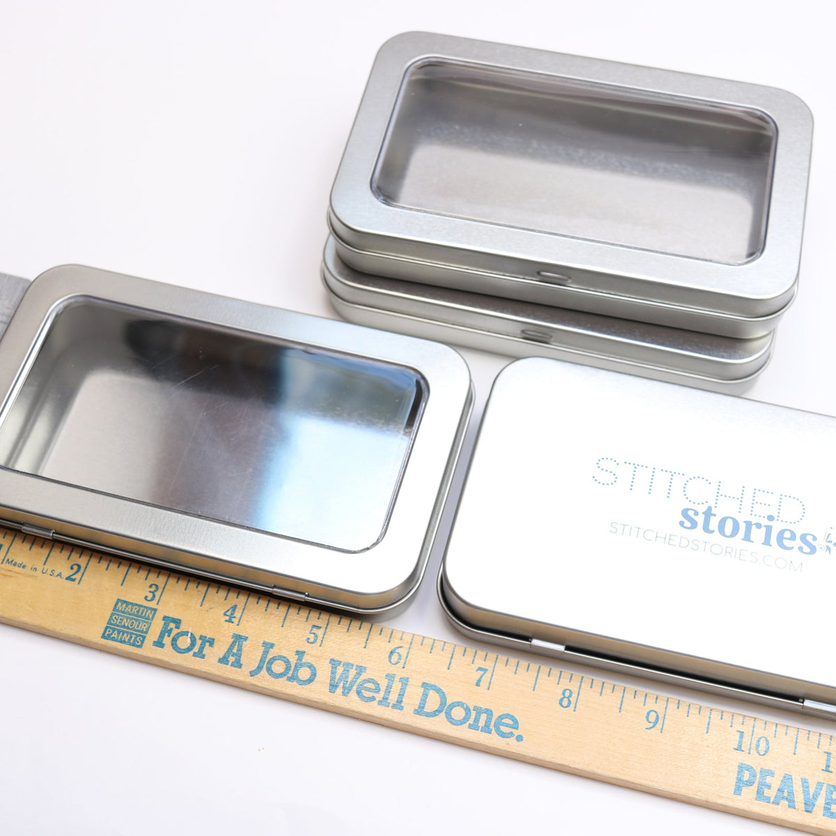 Empty Metal Tin with Window in Lid, Set of 4, 5.75"x3.5"x.75 ...