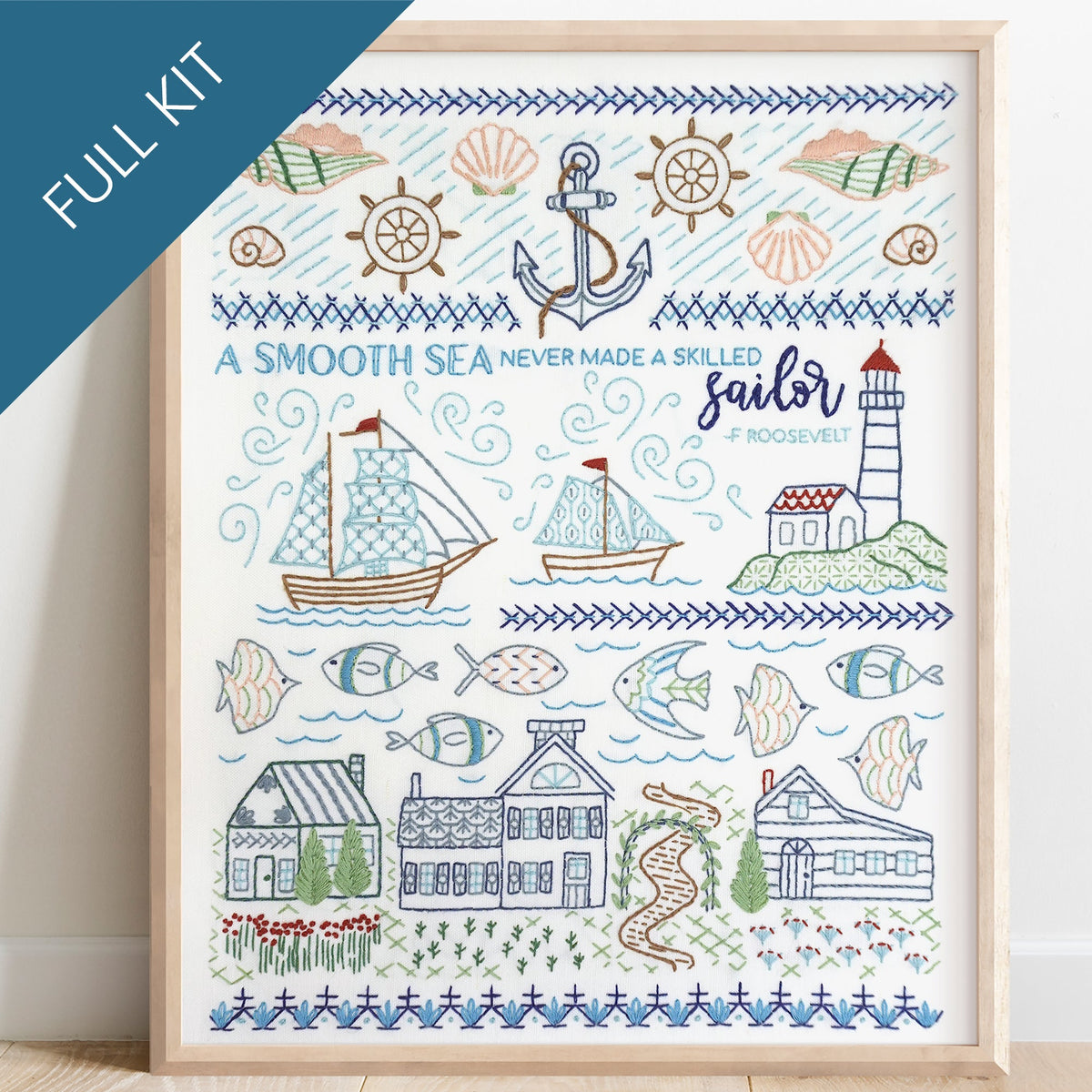 Seaside Ocean Nautical Sampler Embroidery Kit by Stitched Stories ...