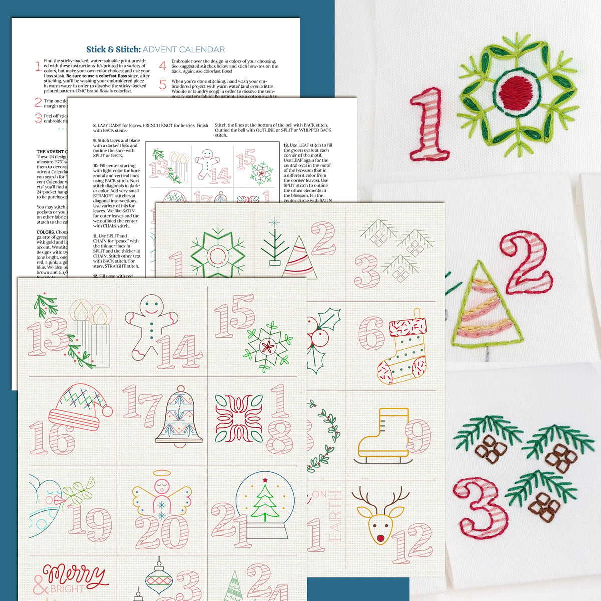 24 Days Advent Calendar Stick and Stitch Embroidery Pattern, Sulky ...