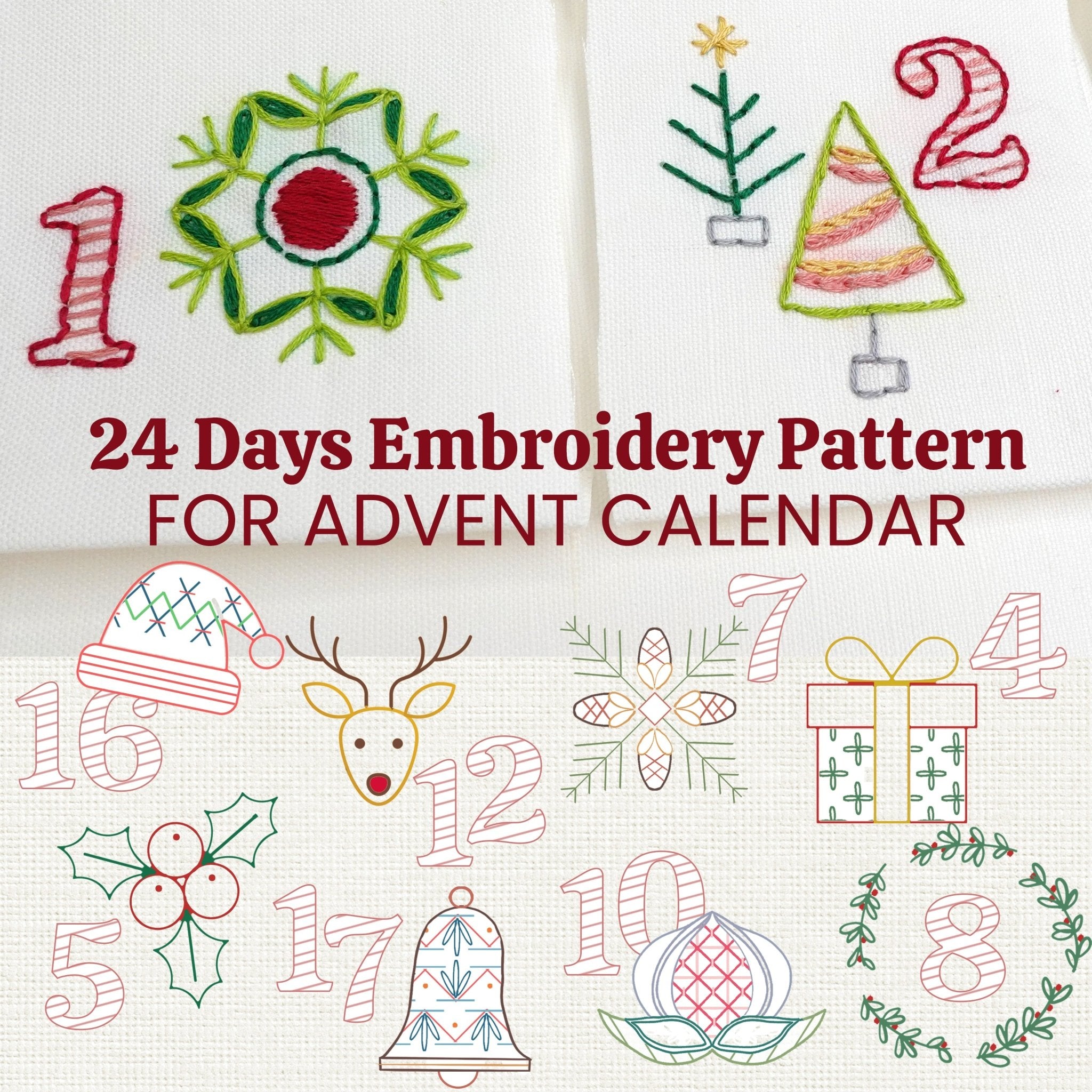 24 Days Advent Calendar Stick and Stitch Embroidery Pattern, Sulky ...