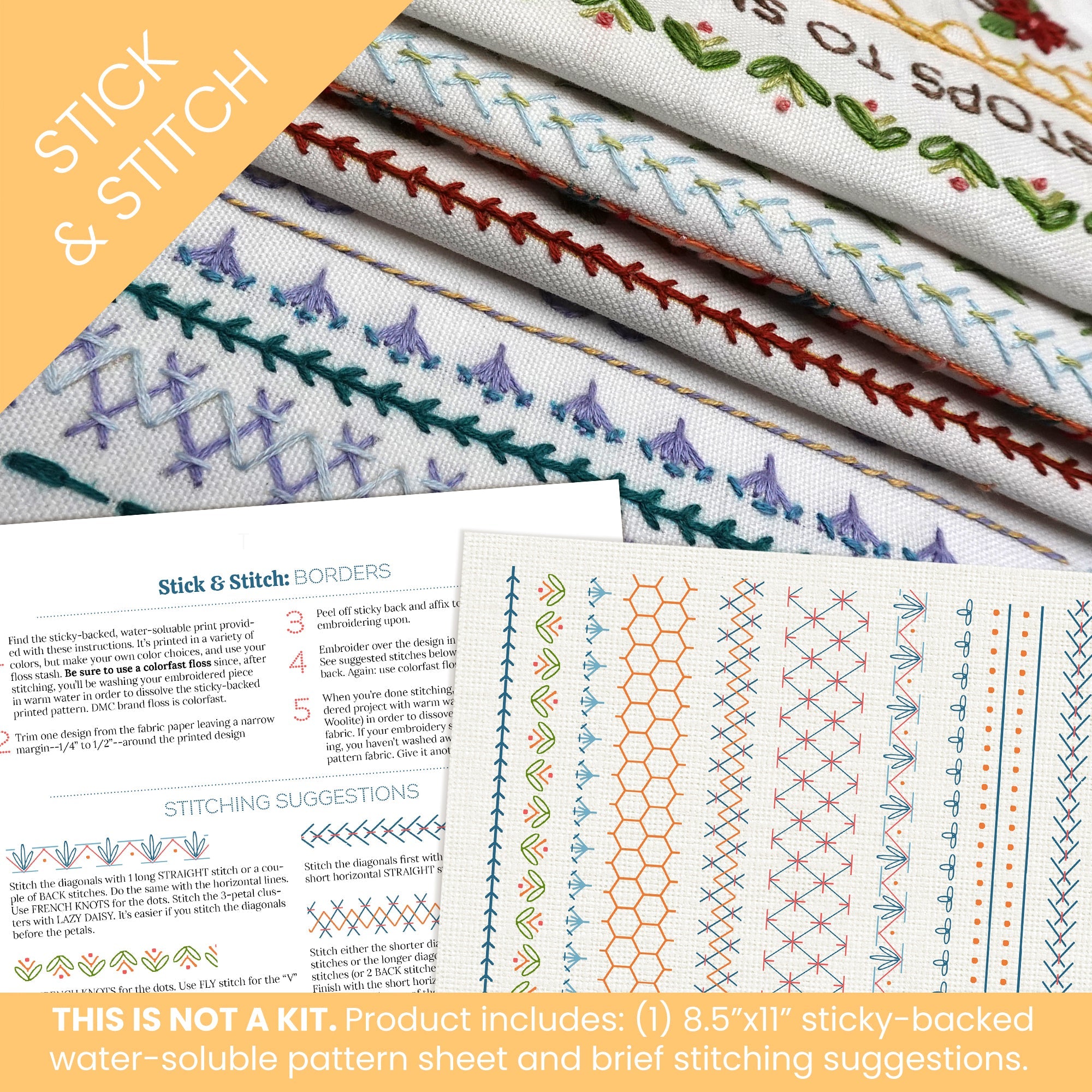 Stick and Stitch Embroidery Pattern Borders Edging, Sulky, Stitched ...
