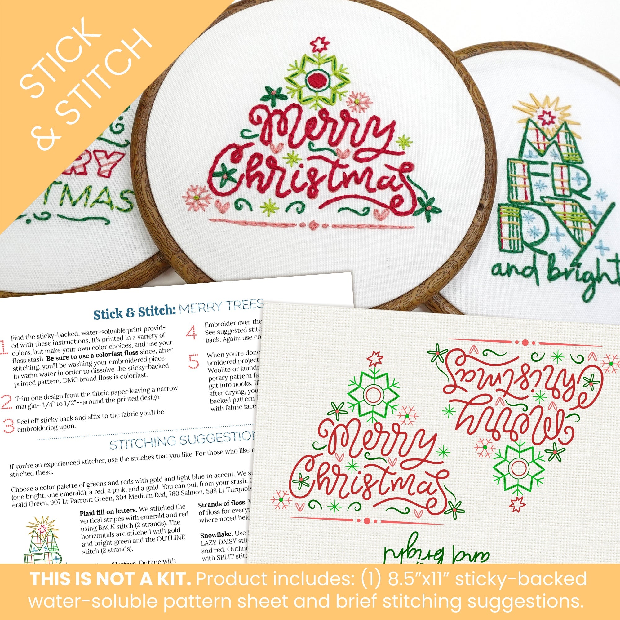 Stick and Stitch Embroidery Pattern Merry Christmas Trees, Sulky ...
