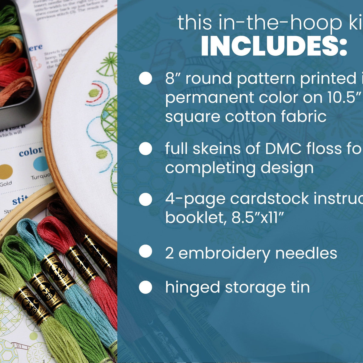 Tree of Life Birds Embroidery Kit by Stitched Stories, 8 in, Cotton