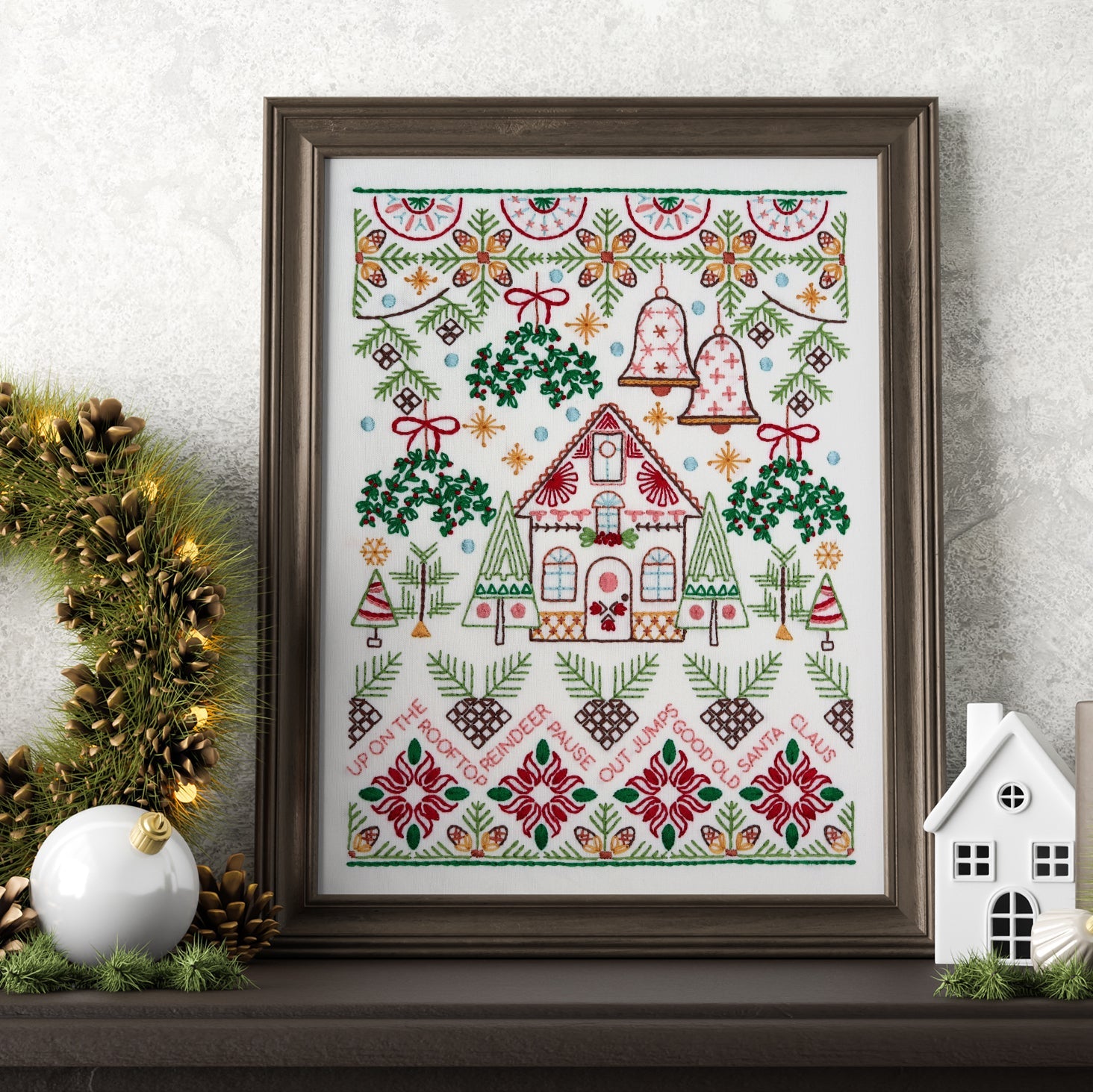 Christmas Pines Traditional Sampler Embroidery Kit by Stitched Stories ...
