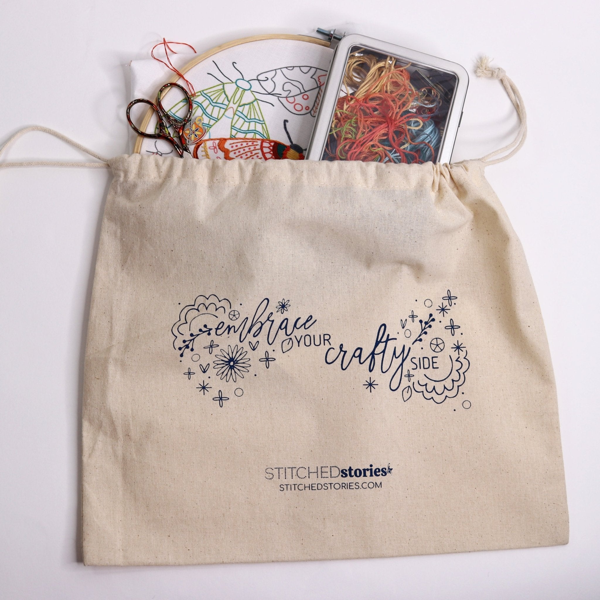 Embroidery or Knitting Project Bag Printed with Stitch-Ready Design ...