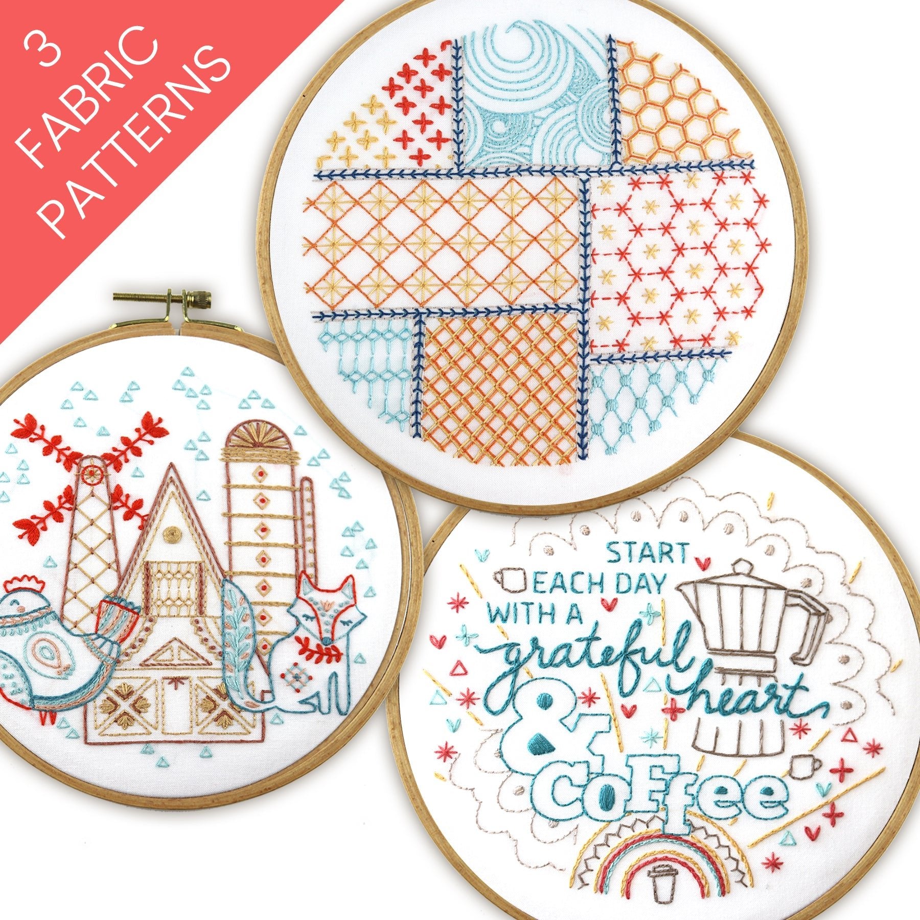 Embroidery Patterns - Pre Printed Fabric, Cotton, Stitched Stories