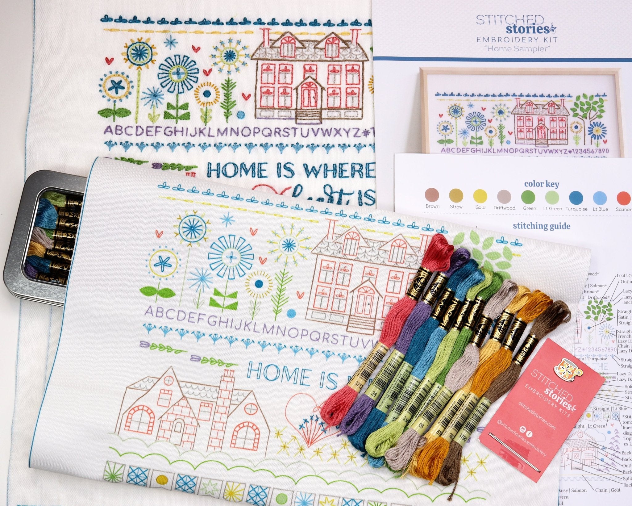 Home House Traditional Sampler Embroidery Kit by Stitched Stories ...