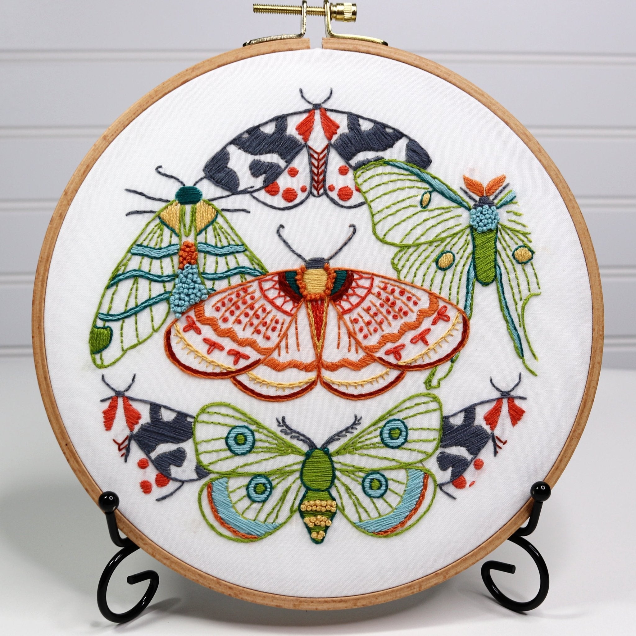 Moths Embroidery Kit by Stitched Stories, 8 in, Cotton