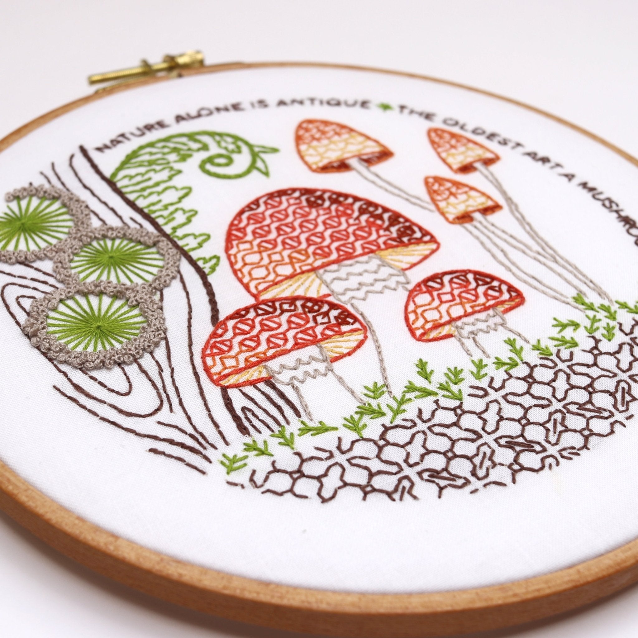 Mushroom Woodland Blackwork Embroidery Kit by Stitched Stories, 8 in ...