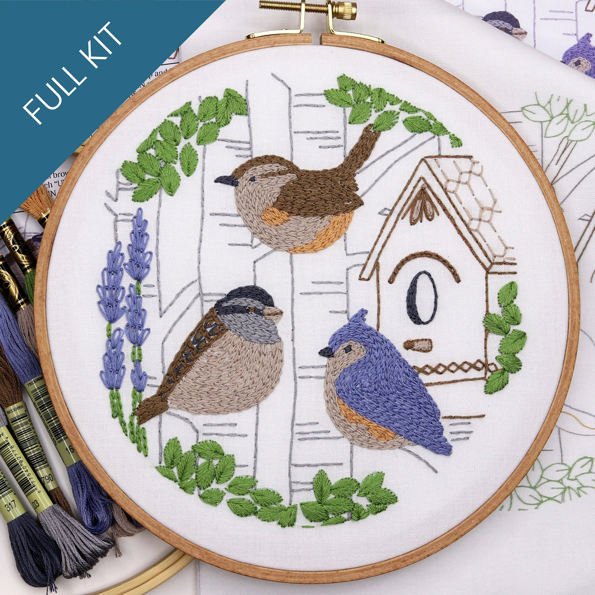 Birds Treehouse Wren Sparrow Titmouse Embroidery Kit by Stitched ...