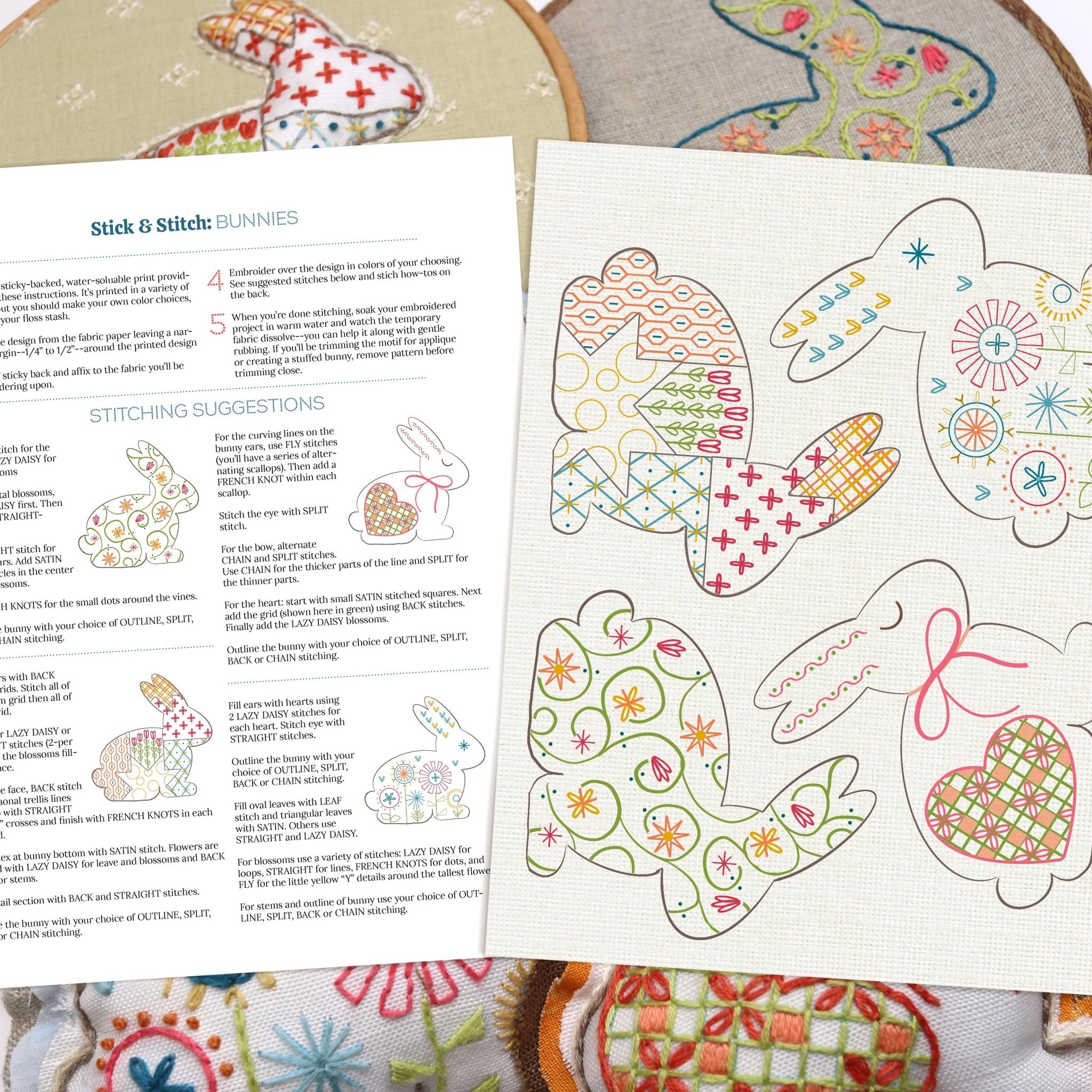 Stick and Stitch Embroidery Pattern Bunnies Easter Spring, Sulky ...