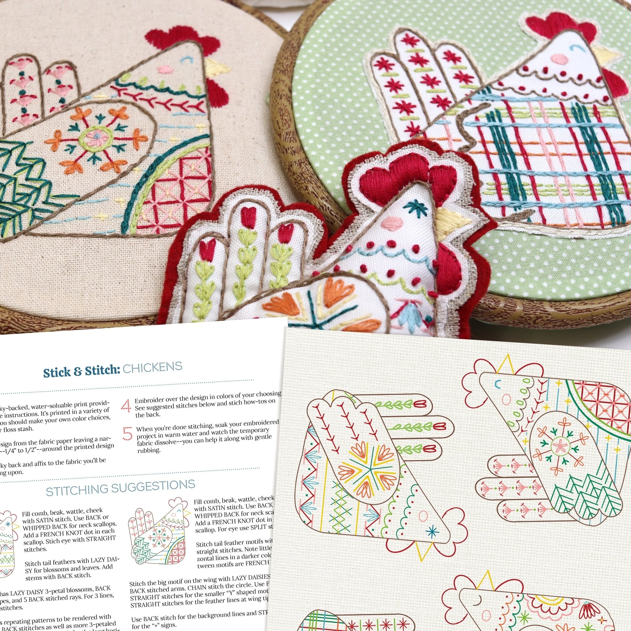 Stick and Stitch Embroidery Pattern Chickens Spring FolkArt, Sulky ...